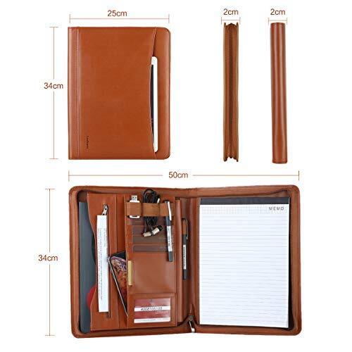 Portfolio Leather A4 File Folder Padfolio Writing Pad Business Brown ...