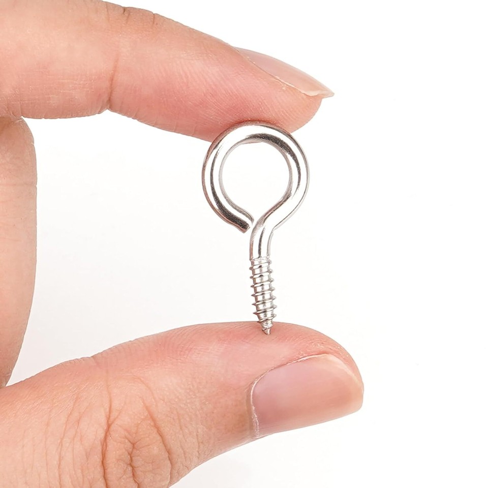 50 Pcs 1 Inch Stainless Steel Eye Screw Hooks Self Tapping Eyelet Screw ...