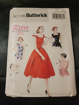 BUTTERICK Sewing Pattern RETRO '53 B5708 DRESS Size:14-22 UN-Cut (1463 ...