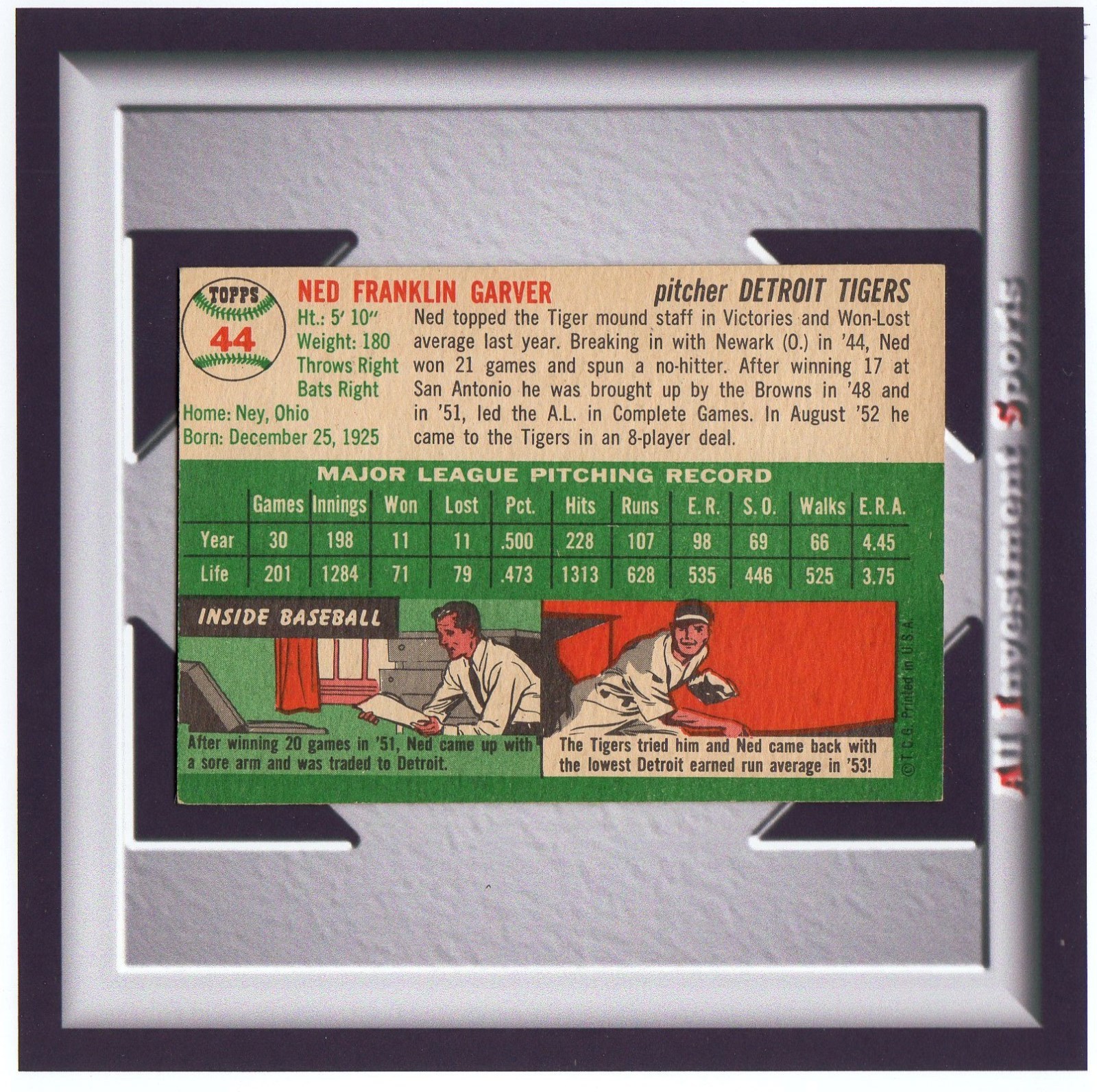 1954 Topps NED GARVER #44 EXMT *awesome baseball card for your set ...