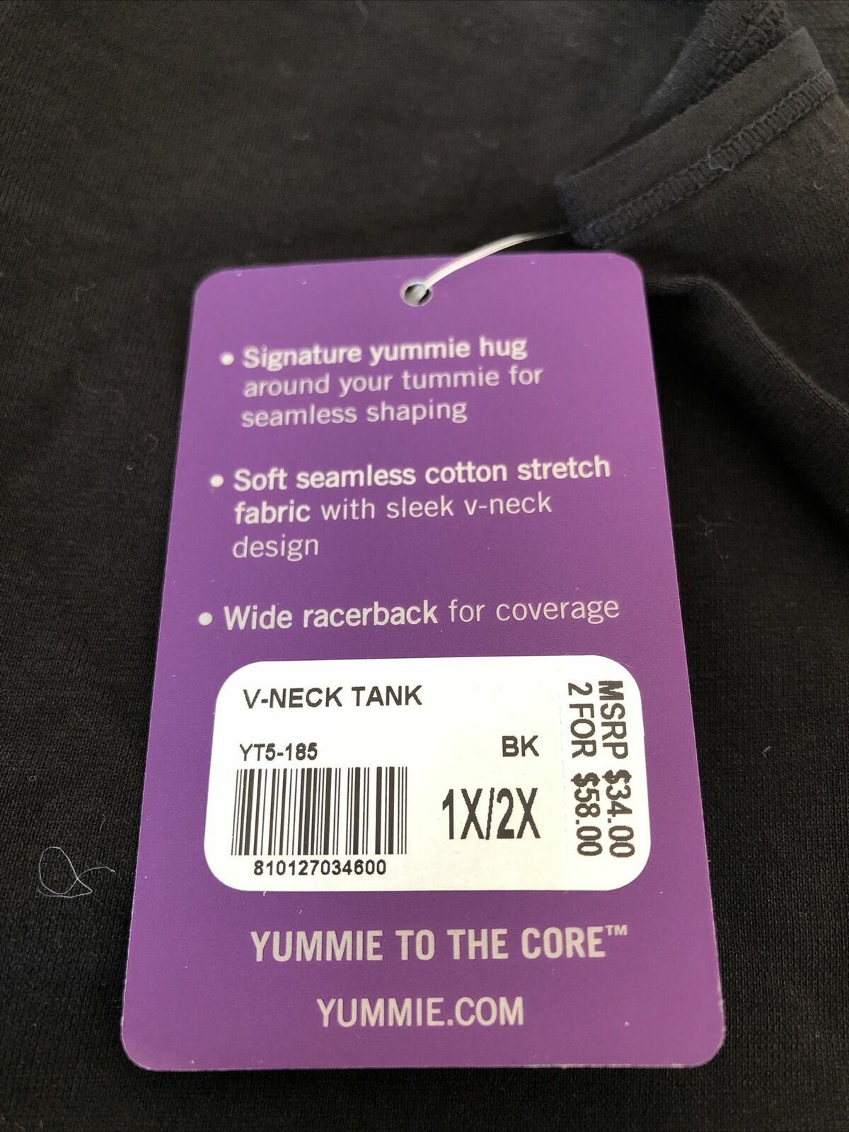 Yummie Women's Black Cotton Seamless Scoop-Neck Tank Top Plus Size 2X ...