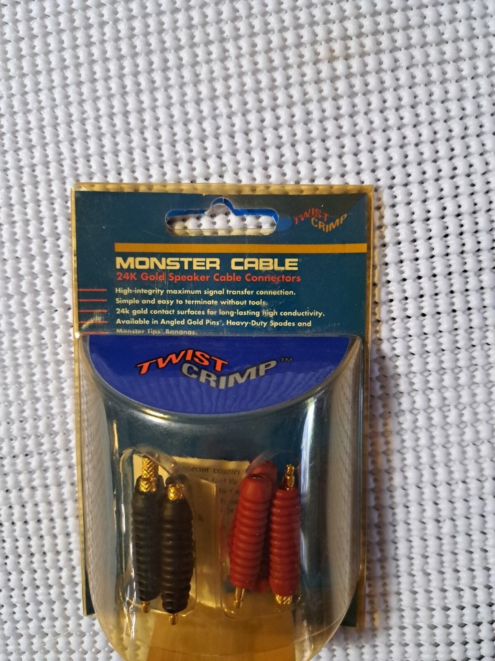 Monster Cable 24K Gold Speaker Cable Connectors Twist Crimp Regular NOS ...