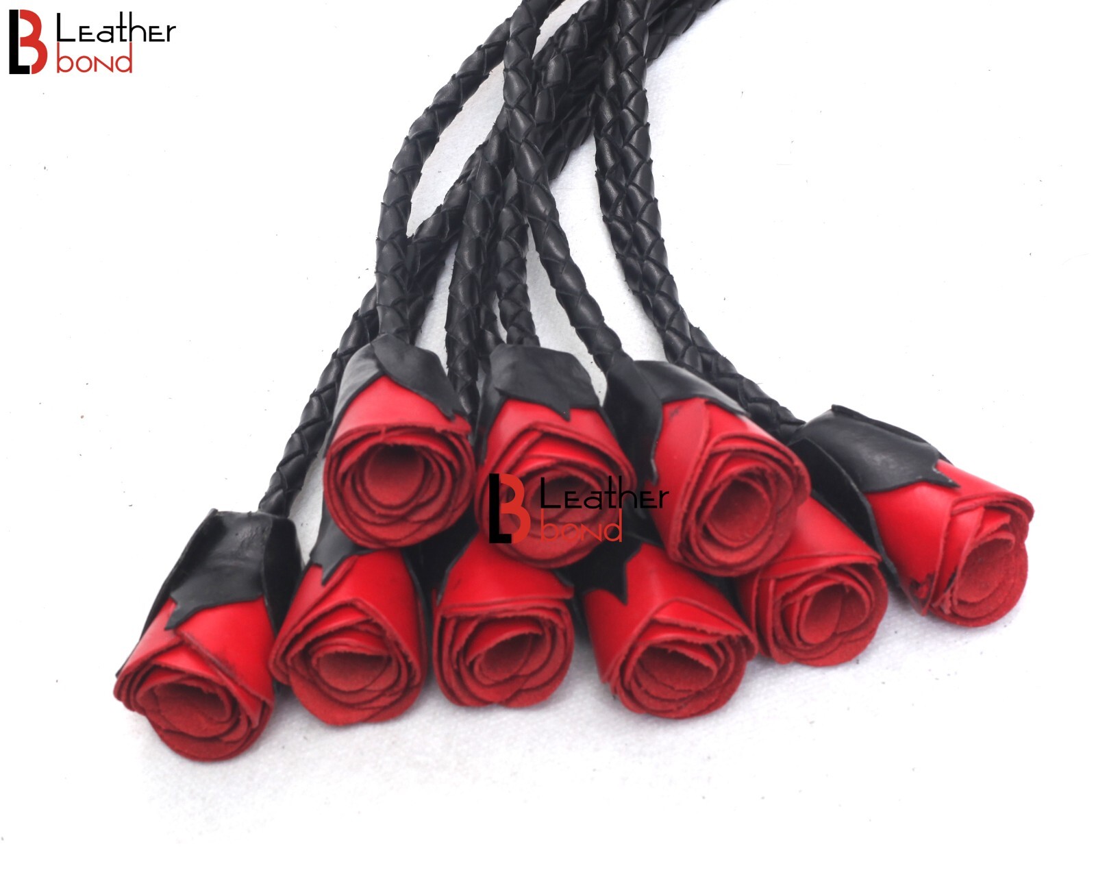 Flog Genuine Cowhide Leather Flogger 9 Falls Heavy Roses Red Purple ...