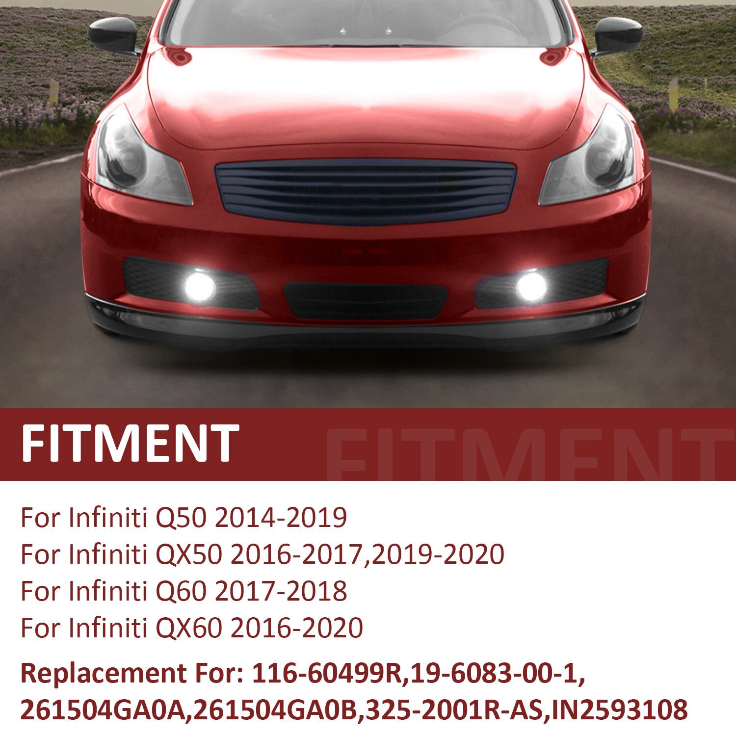 Front Passenger Side Bumper LED Fog Light Lamp for 14-20 Infiniti Q50 ...