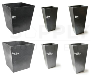 Primeur Sonata Planter Grey / Slate Small Medium Large Garden Plant Pot ...