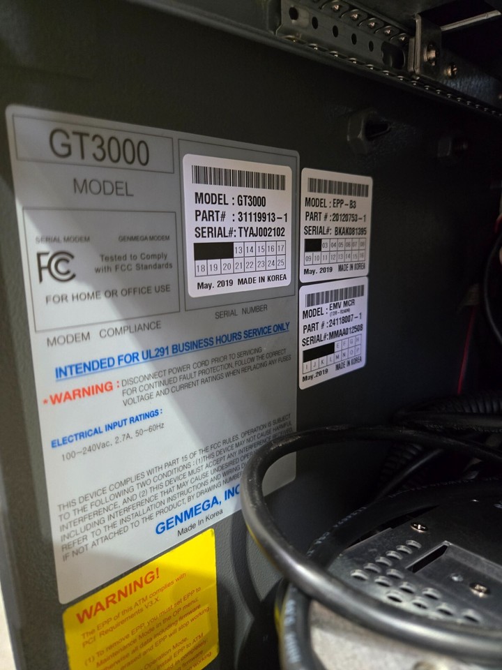 Genmega GT3000 TTW ATM Machine 2k CDU and Cassette - Working - Through ...