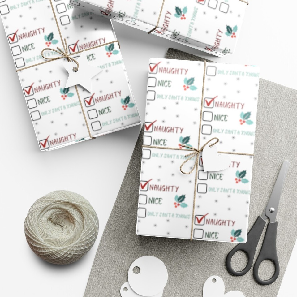 Naughty List Wrapping Paper for Christmas, Funny Christmas Wrapping ...