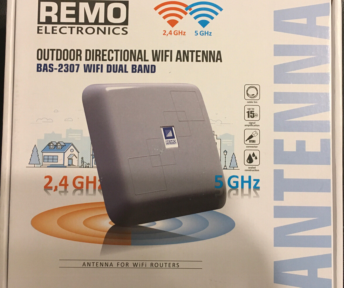 REMO OUTDOOR BAS-2307 WiFi DUAL BAND ANTENNA EXTENDER FOR ROUTERS 2.4/5 ...