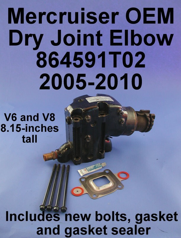 MERCRUISER DRY JOINT EXHAUST MANIFOLD KIT V8 865735A02 864591T02 2004 ...