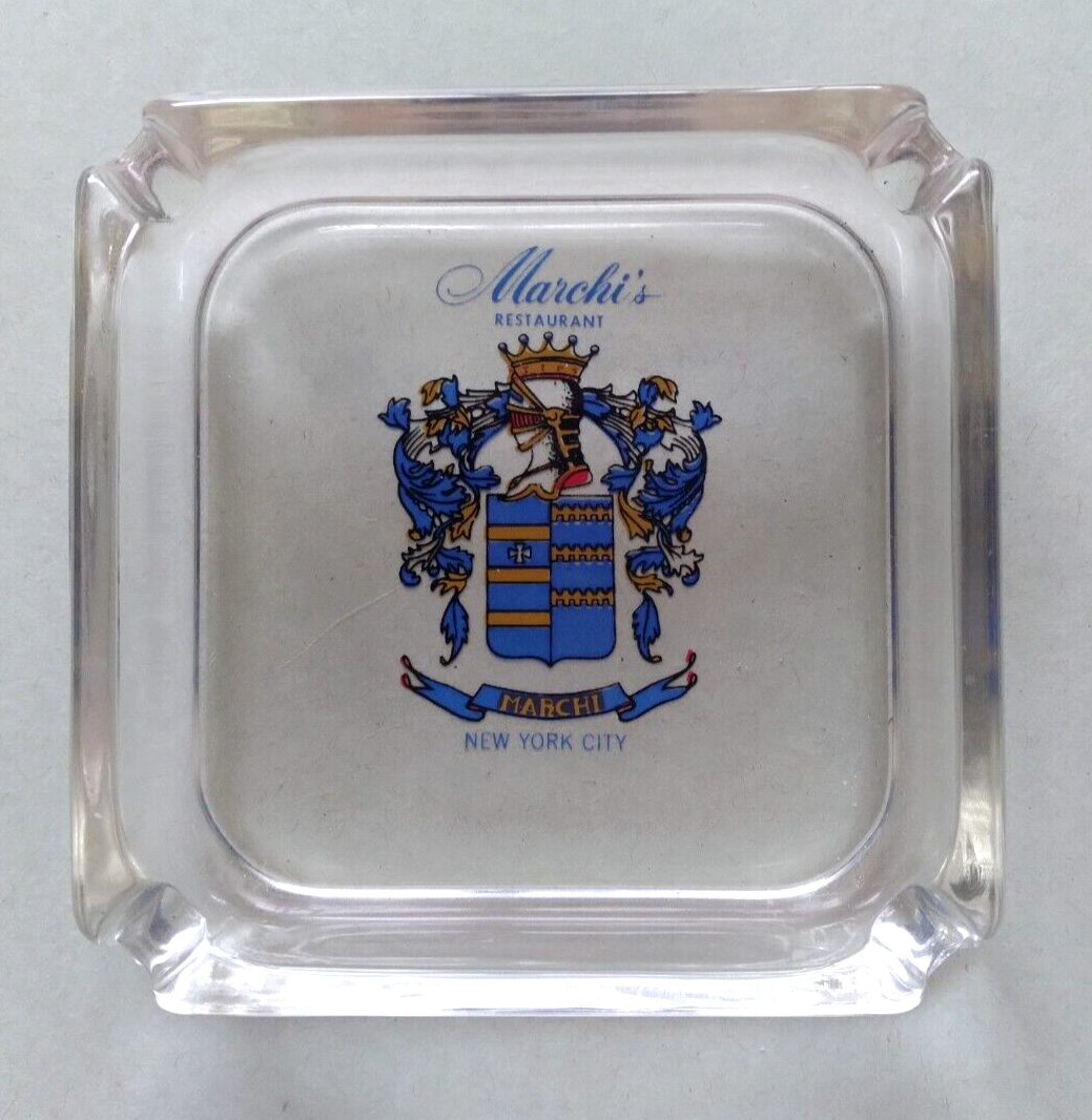 Vintage Clear Glass Ashtray "Marchi's Italian Restaurant" New York City ...