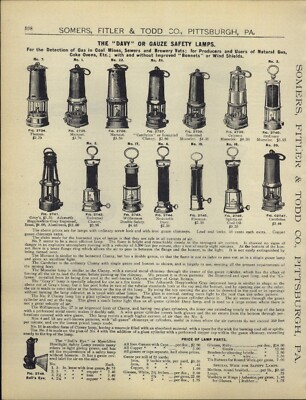 1913 PAPER AD The Davy Gauze Safety Lamp Lantern Coal Mine Miners 14 ...
