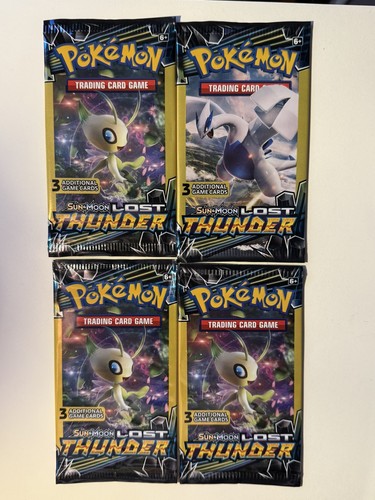 4x Pokemon TCG Sun and Moon Lost Thunder Booster Mini 3-Card Pack New ...