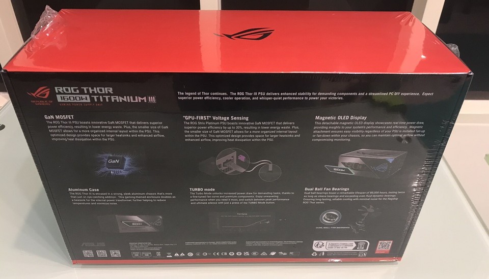 *IN STOCK* ASUS ROG THOR 1600W Titanium III MAGNETIC OLED DISPLAY Power ...