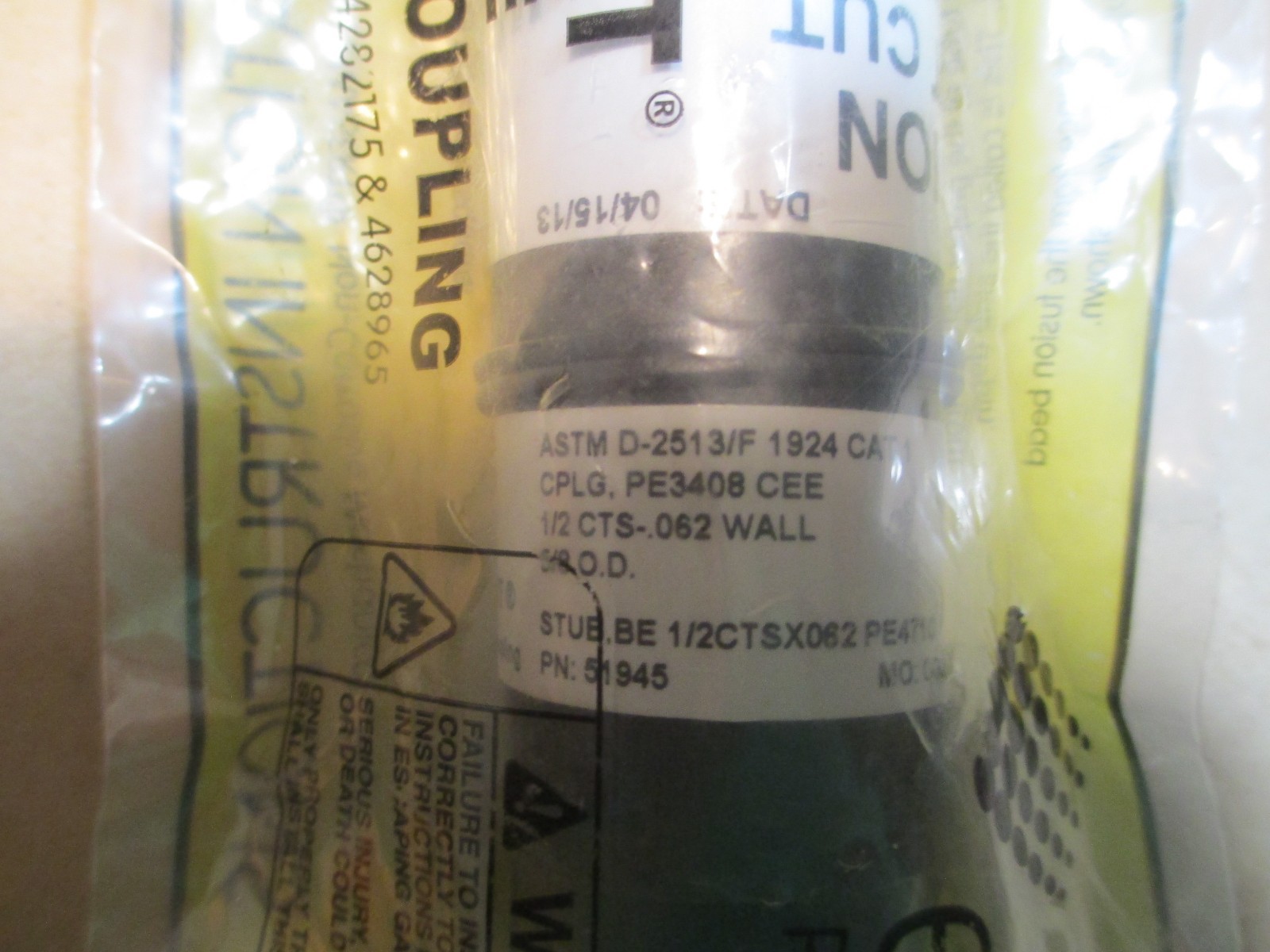 PERMASERT 51945 BLIND END CAP STAB FITTING, 1/2 CTS, 5/8 O D , O62 WALL ...