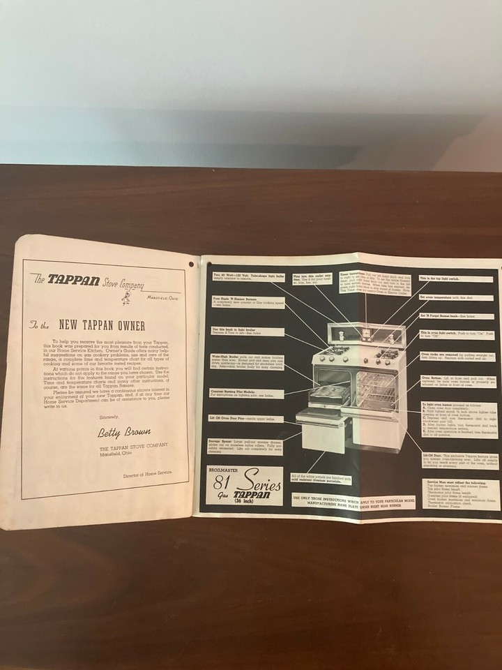 Vintage Tappan Stove Owners Guide Cookbook Recipe Book Kitchen ...