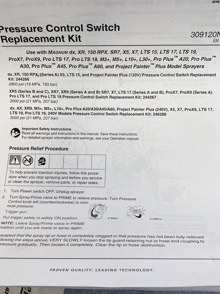 Graco 246286 Pressure Control Switch Kit. Genuine Graco | eBay