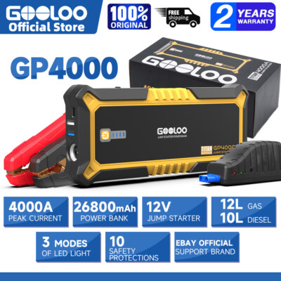 GOOLOO GP4000 Jump Starter Power Bank Car Battery SuperSafe 12V Lithium ...