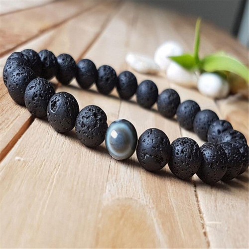 8mm Natural Lava Stone Mala Bracelet Unisex Stones | eBay