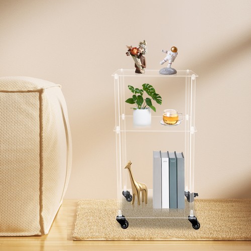 3-Tier Mobile Clear Acrylic Printer Stand Storage Shelf Printer Table ...