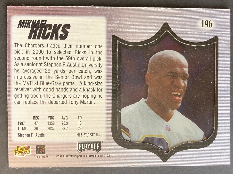 1998 Playoff Absolute SSD Mikhael Ricks #196 Rookie RC Chargers NrMt ...