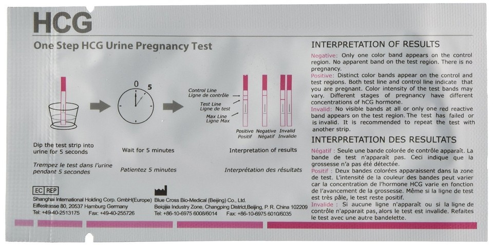 10-Pack 10 MIU Early Pregnancy Test Strips Sensitive HCG Detection Kit ...