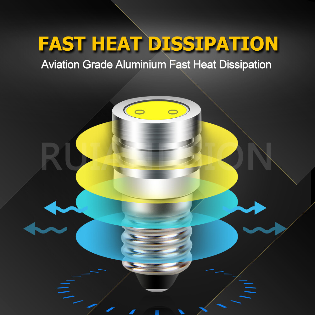 DC 3V 6V 12V E10 1447 Screw LED 2W COB Flashlight Torch Lamp Bulb 6000K ...