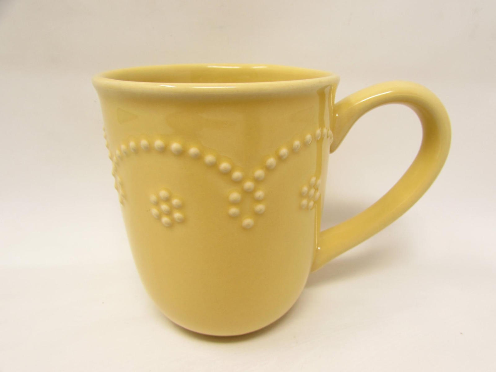 Fontinella Yellow by Food Network Mug Yellow Embossed Beaded Swirls ...