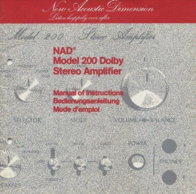 Operating Instructions For NAD 200 | eBay