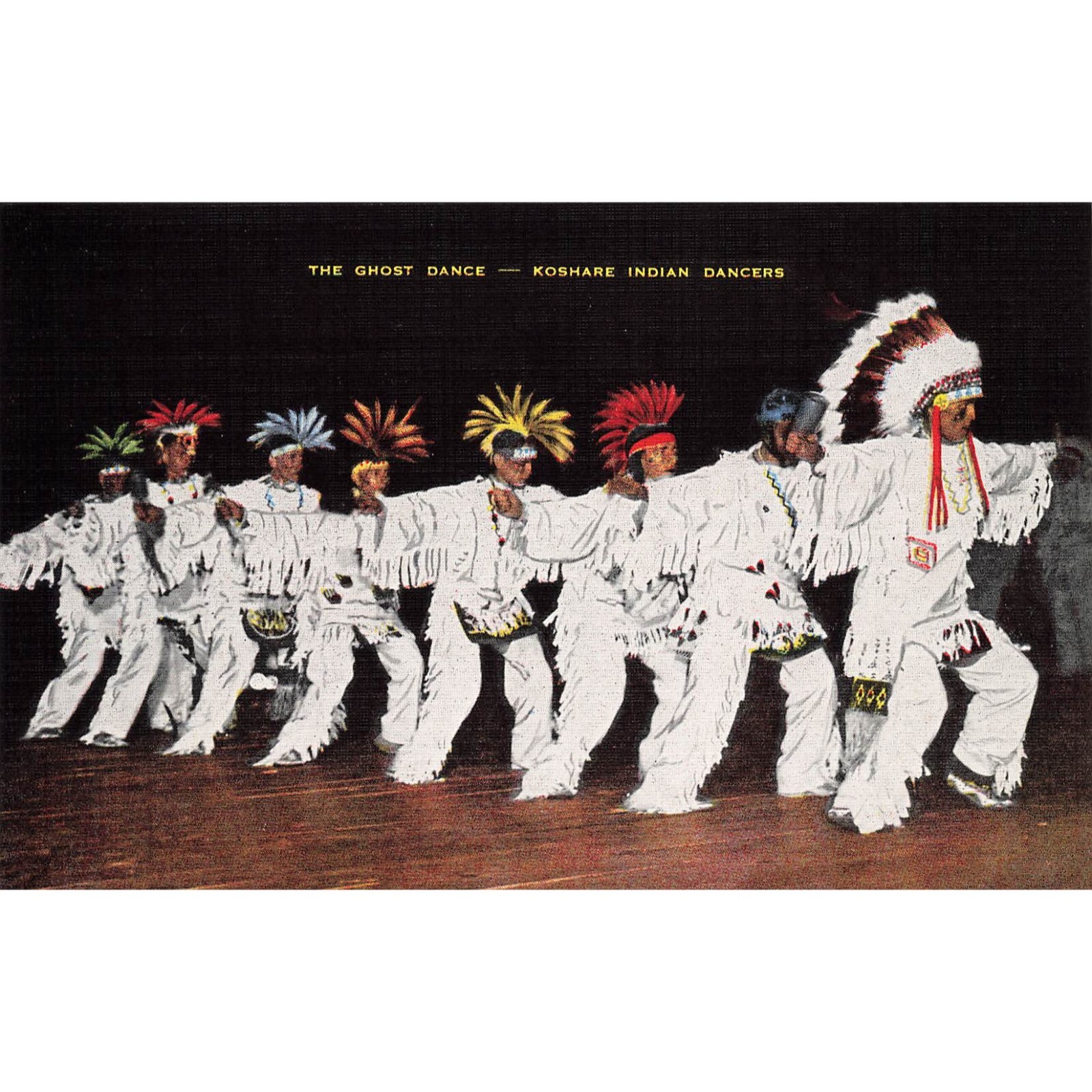 Postcard The Ghost Dance, Koshare Indian Dancers Linen Unposted 1930 ...