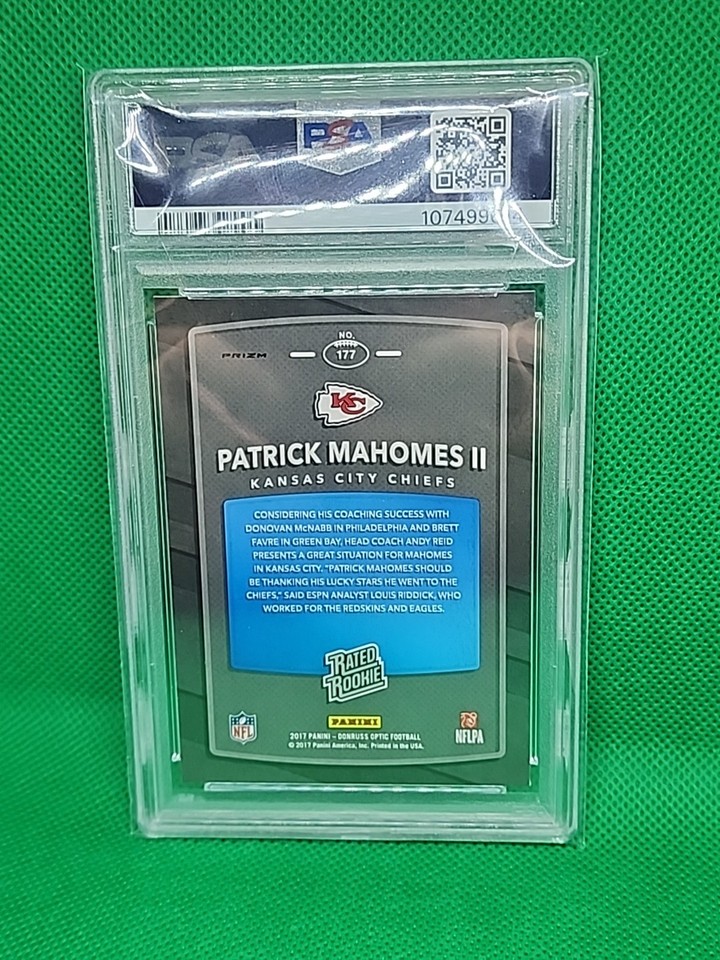 2017 Donruss Optic⚡Patrick Mahomes Rated Rookie 🍋Lime Green🟢RC #177⚡PSA ...