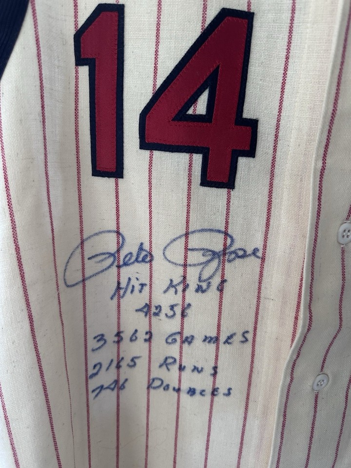 Pete Rose Signed Reds Jersey 9 Inscriptions 1963 NL ROY Mitchell & Ness ...