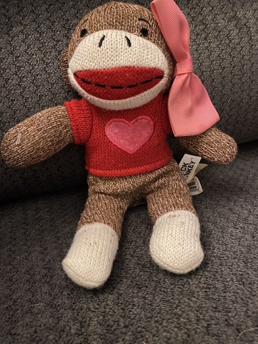 Sock Monkey VALENTINE RED HEART SWEATER 8" Stuffed Animal~Dan Dee~Used ...