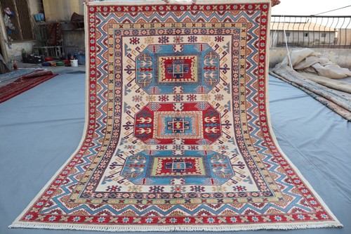 5x6 Kazak Area Rug - Caucasian Tribal Geometric Wool Carpet -Afghan ...
