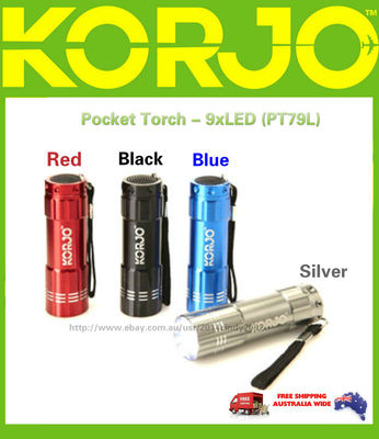KORJO LED Pocket Torch Aluminum Travel Tourch 9xLED (PT79L) | eBay ...