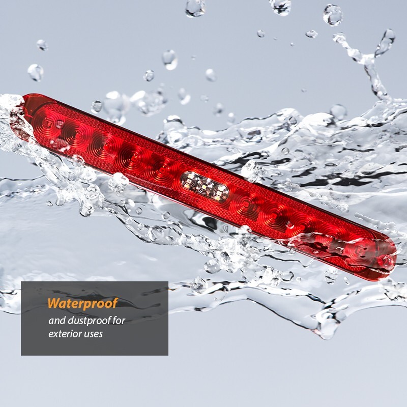2PCS15" 12V RV LED Side Marker Light Bar Running Brake Light Red ...
