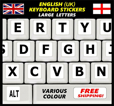 English Keyboard Stickers LARGE BIG Letters Poor Eyesight Children ...