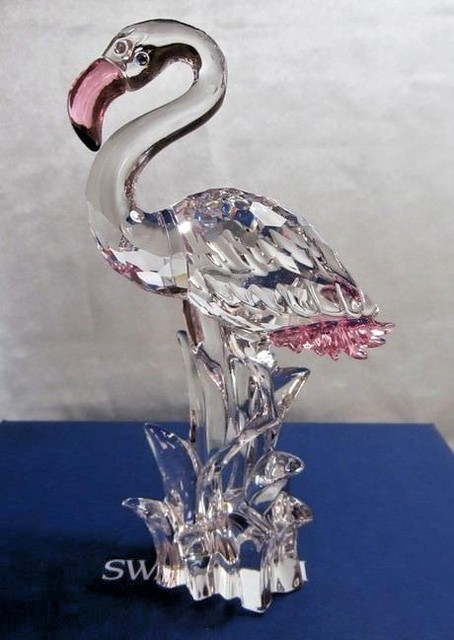 Large Lalique Crystal Figurine Swarovski Flamingo ID 289733 in OB 15cm ...