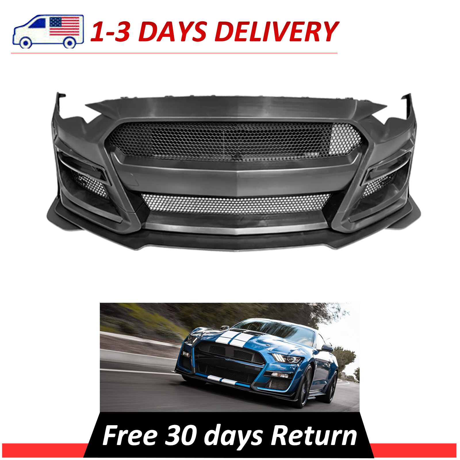 Complete Front Bumper Cover Conversion For 2018-2023 Ford Mustang GT500 ...