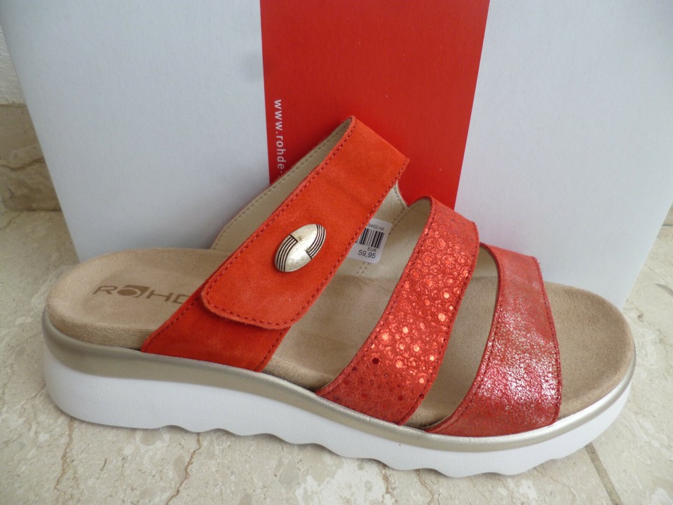 Rohde Ladies Mules Slippers Red 5402 Leather | eBay