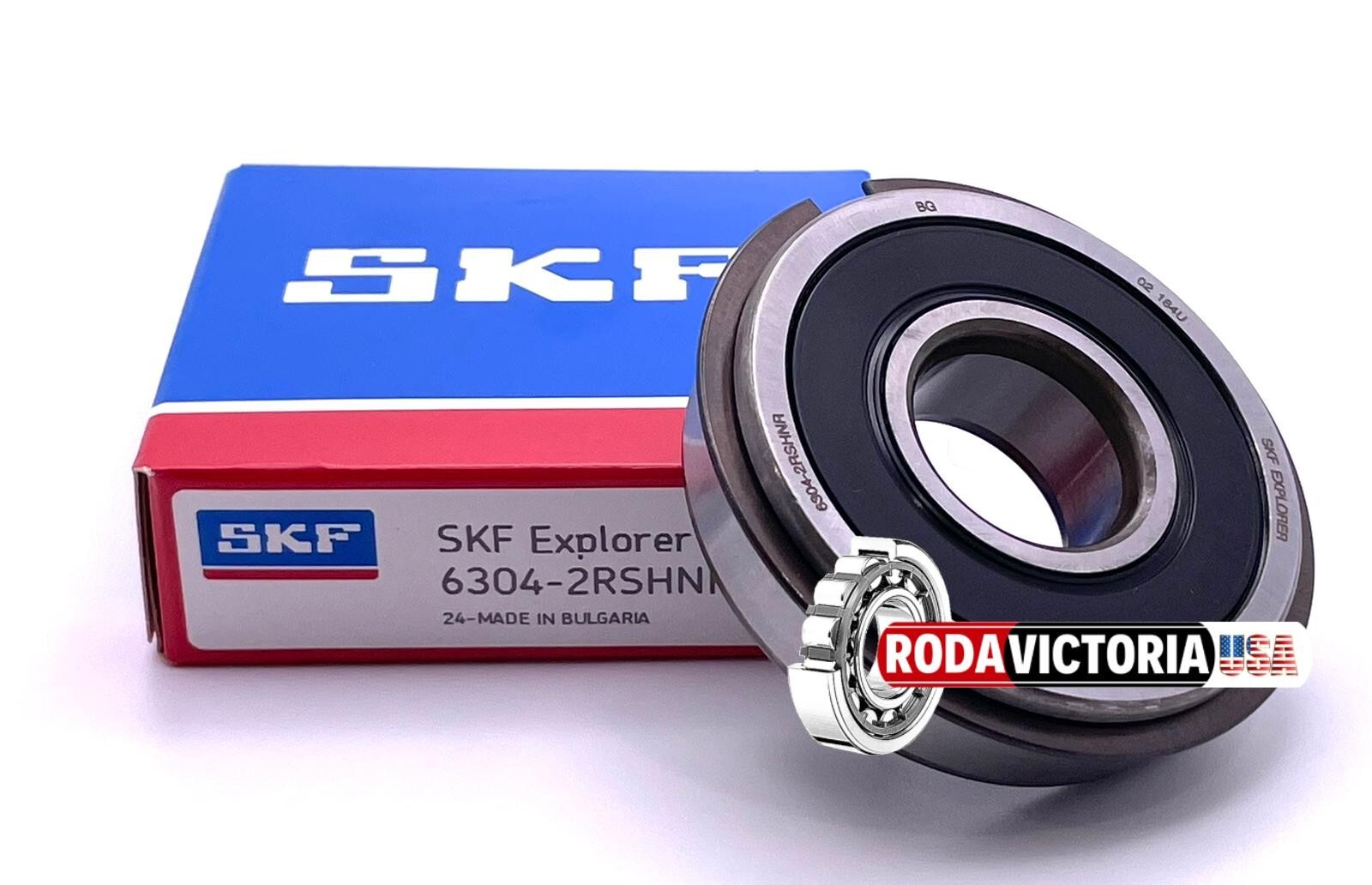 SKF 6304 2RSH NR DEEP GROOVE BALL BEARING SEALED + SNAP RING 20x52x15mm ...