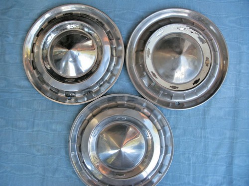 Vintage Chevrolet 1950s Chevy Chrome Pointed Dome Hubcaps Wheel Covers ...
