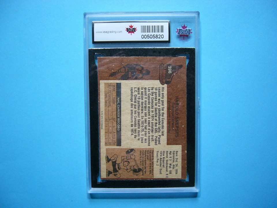 1975/76 O-PEE-CHEE NHL HOCKEY CARD #396 HAROLD SNEPSTS ROOKIE KSA 7 NM ...