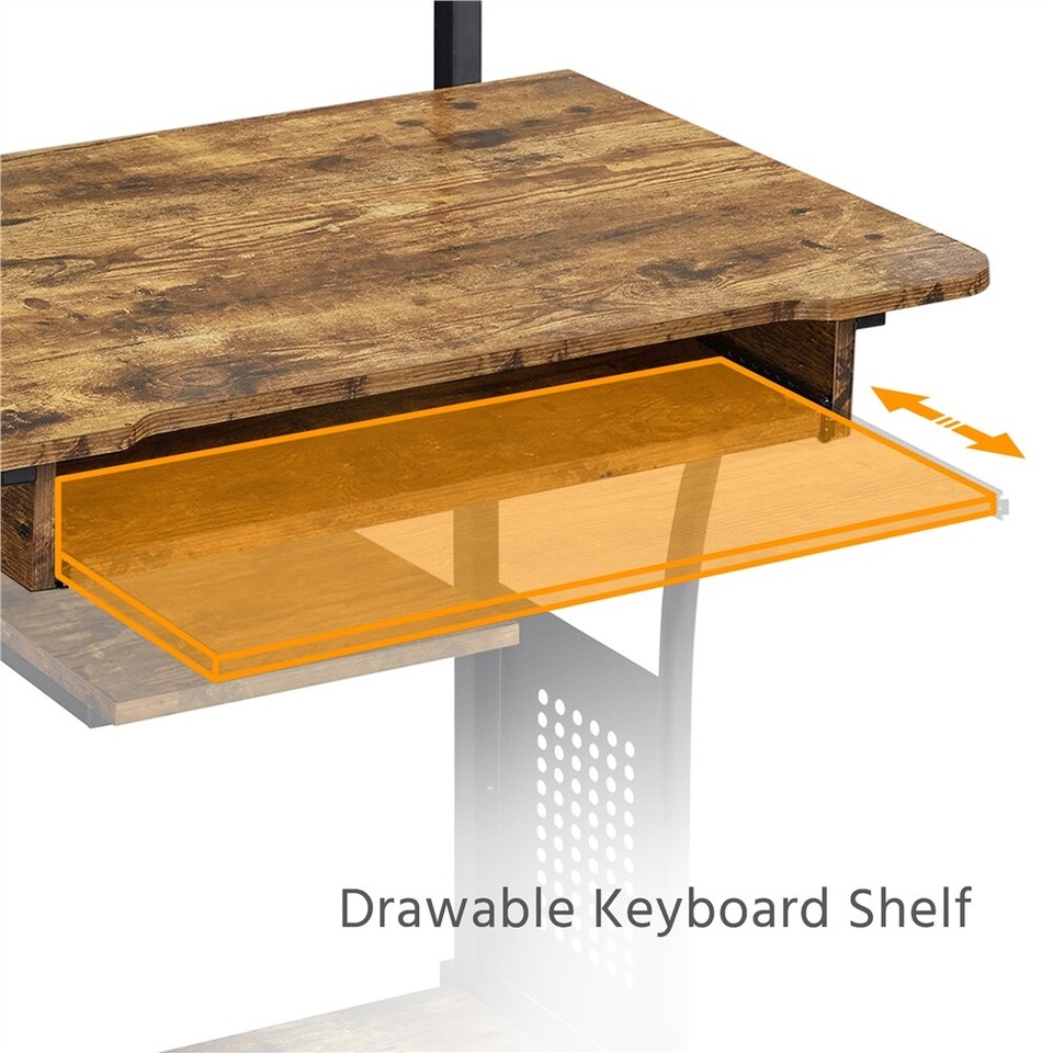 Home Office Desk w/ Power Outlet and USB Ports Computer PC Desk w ...