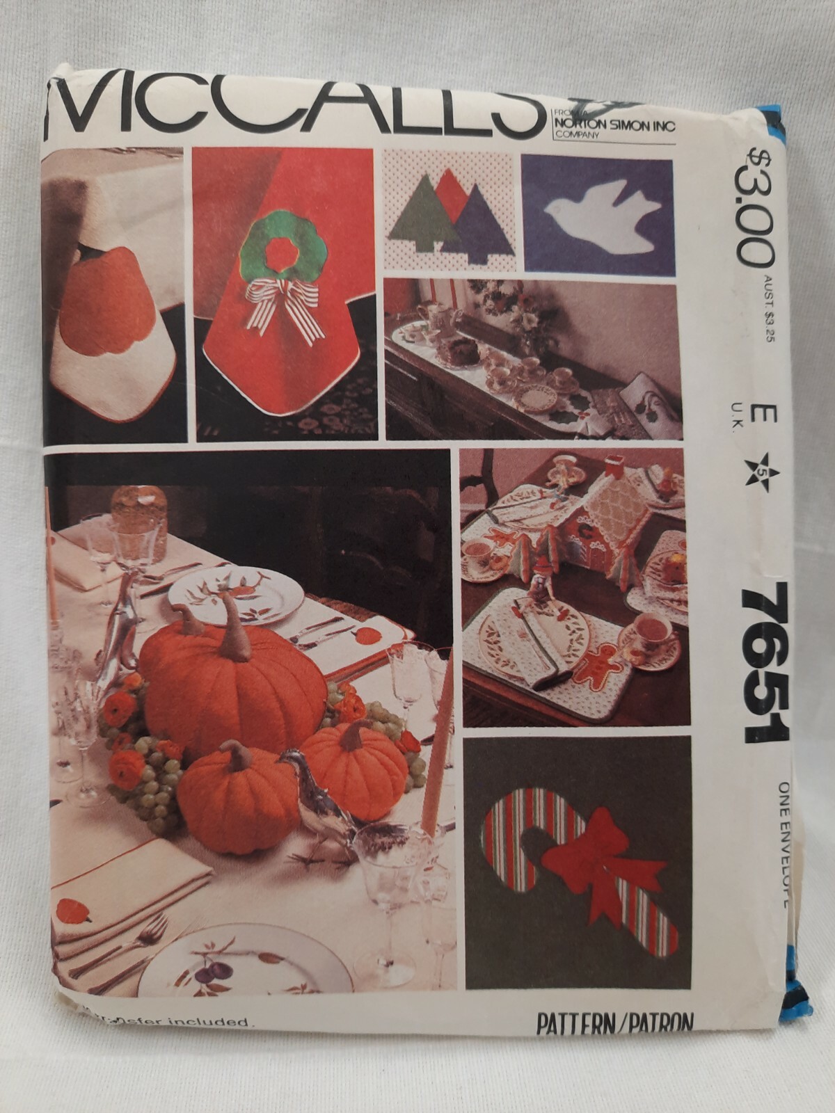 80's McCall's Sewing Pattern 7651 Holiday Decor Table Setting Christmas ...