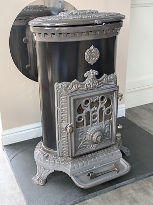Godin 3726 Vintage 7kW French Grey Enamel Multi Fuel Wood Burning Stove ...