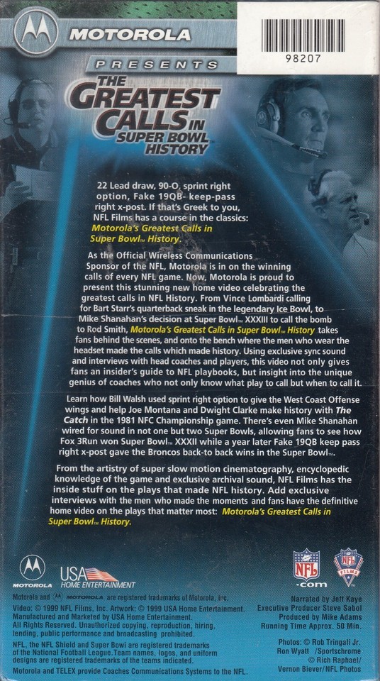 VHS - THE GREATEST CALLS IN SUPER BOWL HISTORY - (1999 NFL) Brand New ...