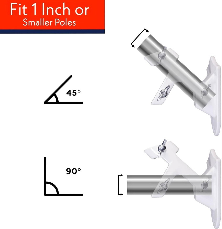 Dual Flag Pole Holder Clamp Set, White Heavy Duty Aluminum Alloy House ...