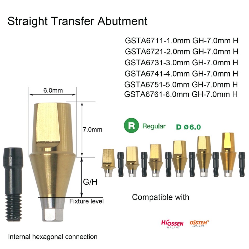 US Oss Hiossen TS Abutment Straight Ti Cemented Dental Abutment Fit ...