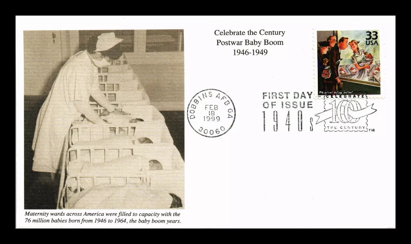 WW2 POST-WAR BABY BOOM 1940s DECADE CTC 1998 MYSTIC CACHET FDC UNADD | eBay