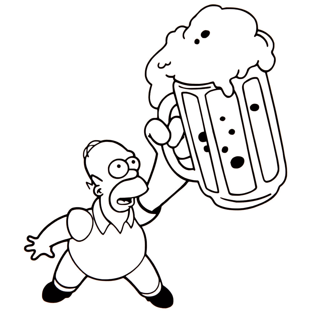 Simpsons - Homer Beer Cutout Decal | eBay